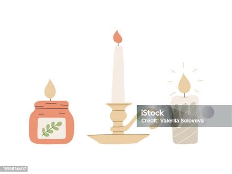 촛대 항아리에 왁스 양초를 태우고 있습니다 아늑함 종교 축하 밀교 강신술 공부의 상징 흰색 배경에 분리된 평면 만화 컬러 벡터 그림 골동품에 대한 스톡 벡터 아트 및 기타