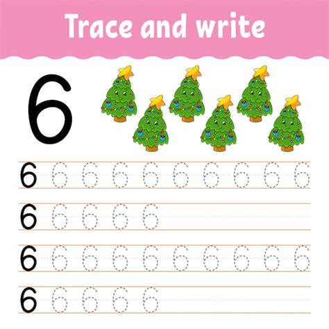 추적 및 쓰기 필기 연습 아이들을위한 학습 번호 교육 개발 워크 시트 활동 페이지 프리미엄 벡터