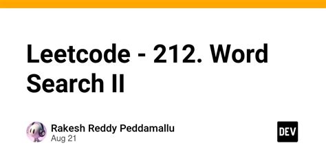 Leetcode 212 Word Search Ii Dev Community