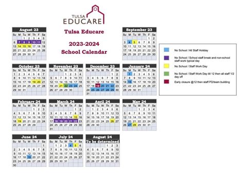 Calendar Tulsa Educare