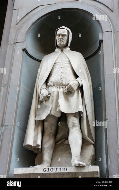 Statues Of Great Artists And Sculptors Including Michelangeloda Vinci And Giotto Decorate The