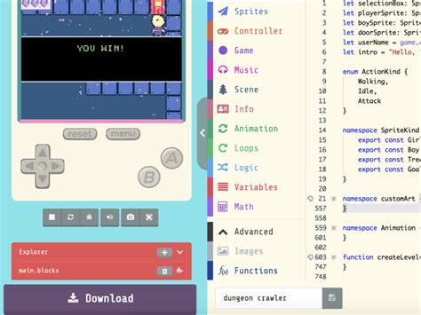 dungeon crawler with makecode arcade little bird guides