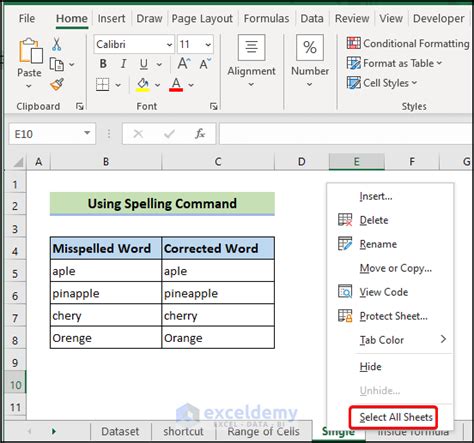 Spell Check In Excel 4 Methods Exceldemy