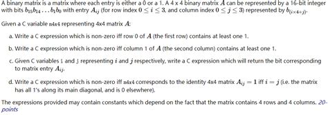 Solved A Binary Matrix Is A Matrix Where Each Entry Is Chegg Com