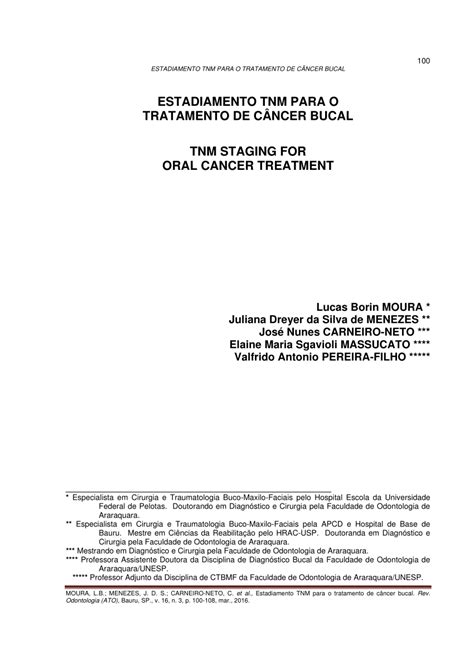 Pdf Tnm Staging For Oral Cancer Treatment