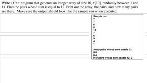 Solved Write A C Program That Generate An Integer Array Of Chegg