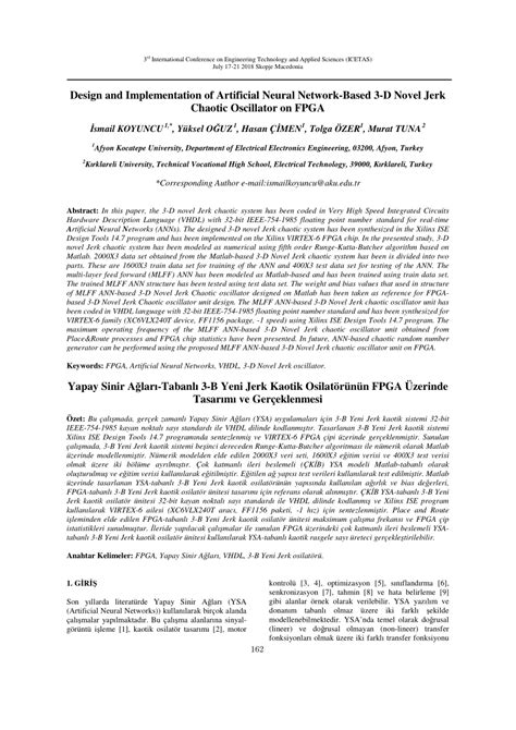 Pdf Design And Implementation Of Artificial Neural Network Based 3 D Novel Jerk Chaotic