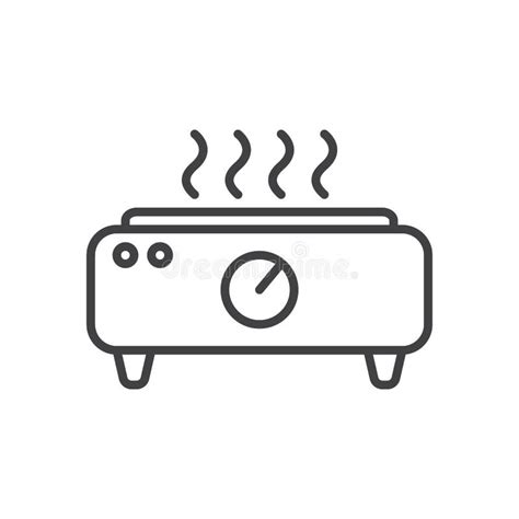 Electric Hot Plate Line Icon Outline Vector Sign Linear Style Pictogram Isolated On White