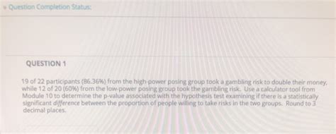 Solved Question Completion Status Question 1 19 Of 22