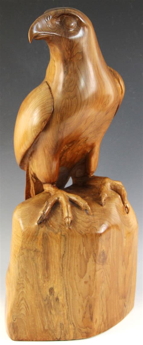 A Carved Yew Wood Eagle Of Large Proportions 20th Century