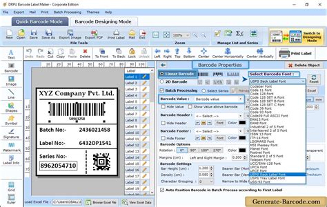 Usps Sack Label Barcode Font Designed By Generate
