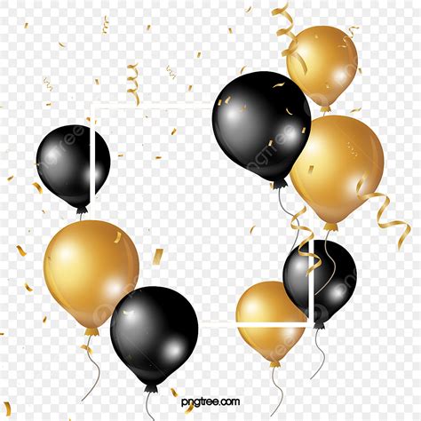 Creative Hand Painted PNG Picture Black Gold Creative Texture Hand Painted Balloon Border