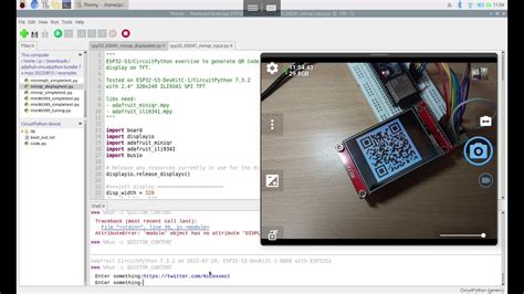Esp32 S3circuitpython Generate Qr Code Display On Ili9341 Spi Tft Youtube