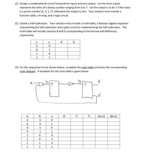 Solved 1 Design A Combinational Circuit Having Three Chegg