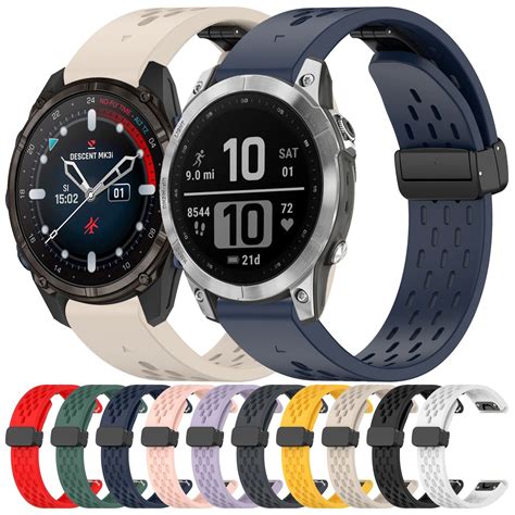 For Garmin Instinct 2 Instinct 22mm Holes Magnetic Folding Buckle Silicone Watch Band Yellow