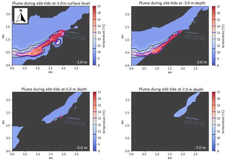 Horizontal Cross Sections Of The Simulated Thermal Plume During Ebb