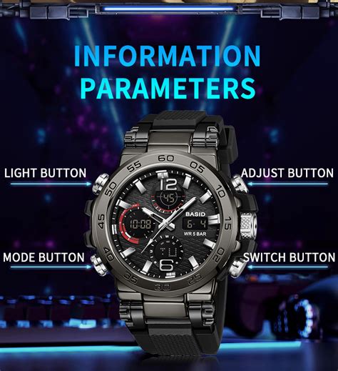 BASID Dual Display Waterproof LED Multifunction Men Watch Shopee Malaysia