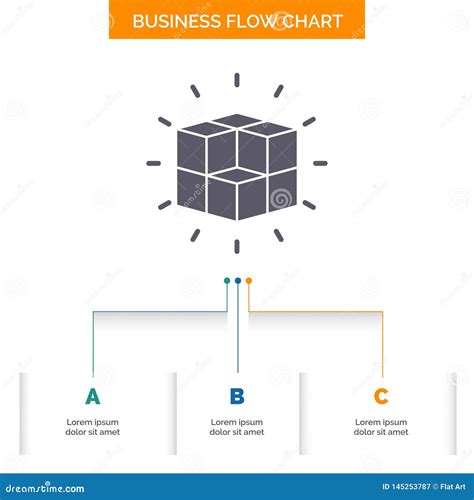 Box Labyrinth Puzzle Solution Cube Business Flow Chart Design With 3 Steps Glyph Icon For
