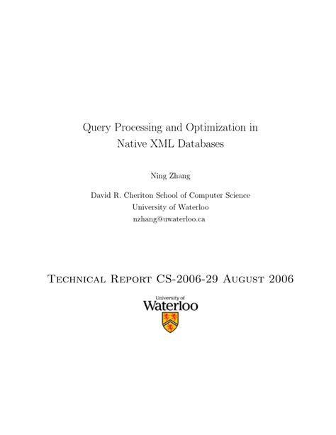 Pdf Query Processing And Optimization In Native Xml Databases