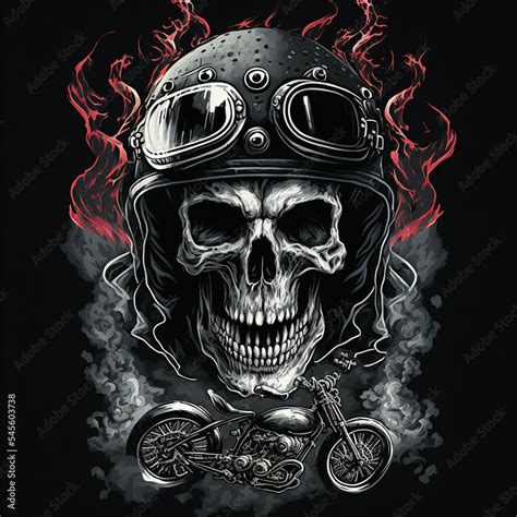Biker Skull Riding Motorcycle Vector Logo Generative Ai Ilustração Do