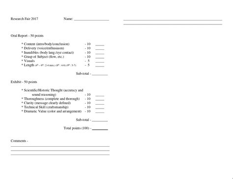 Research Fair Grading Form The Dock For Learning