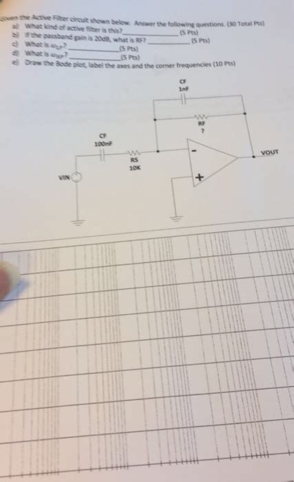 Solved Given The Active Filter Circuit Shown Below Answer Chegg