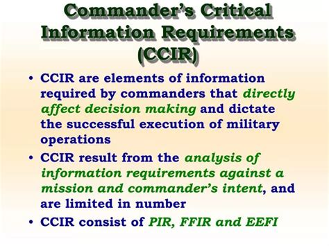 Ppt Commander S Critical Information Requirements Ccir Powerpoint Presentation Id 4494120
