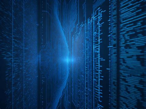 premium photo blue digital binary data on computer screen background