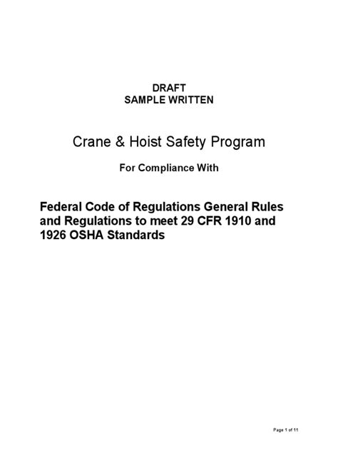 Crane Hoist Safety Program Download Free Pdf Occupational Safety