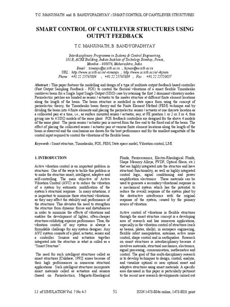 Pdf Smart Control Of Cantilever Structures Using Dokumen Tips