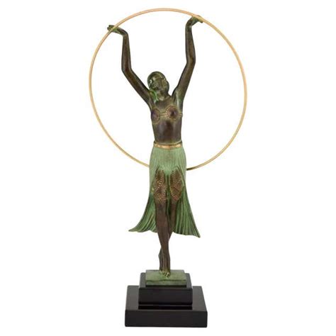 Art Deco Style Sculpture Nude Hoop Dancer Illusion By Fayral For Max Le Verrier For Sale At 1stdibs
