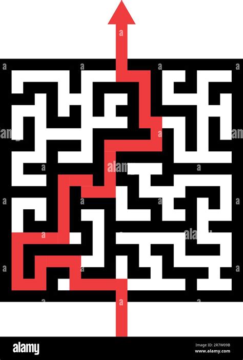 Red Arrow Going Through The Maze Path Across A Labyrinth Eps 8 Vector Stock Vector Image And Art