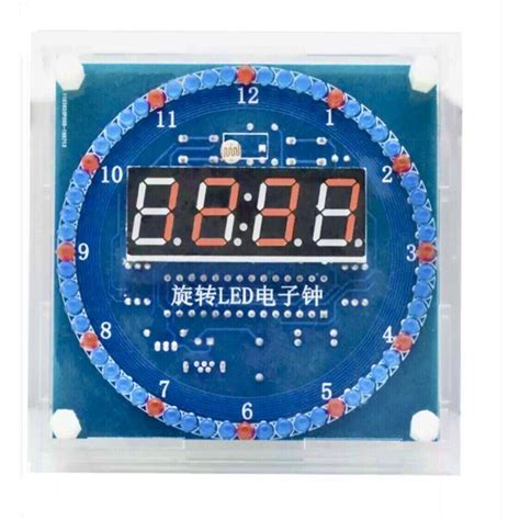 Diy Rotating Led Ds1302 Electronic Digital Clock Case Temperature Di Sm Components