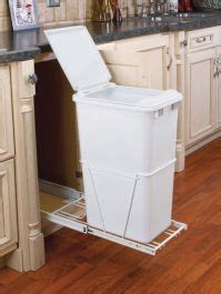 Rev A Shelf RV Series Pull Out Waste Bins Single Bin 50qt W Lid Full Extension White