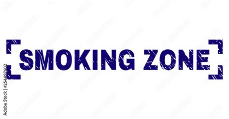 Smoking Zone Title Seal Imprint With Grunge Texture Text Title Is Placed Inside Corners Blue