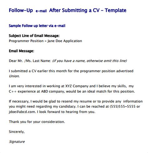 Follow Up Email For Job Application Sample And Tips Proceffa