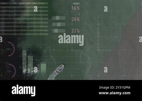 Data Visualization Animation Over Aerial View Of Ship Navigating