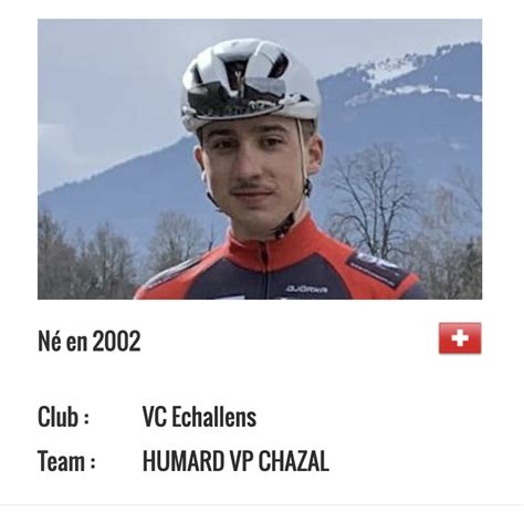 Guillaume Haldimann Sur Sa Lancée Vélo Club Echallens