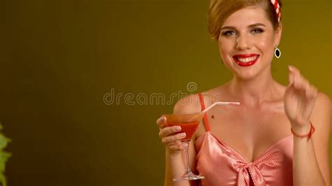 Pin Up Girl Drink Bloody Mary Cocktail Pin Up Retro Female Style