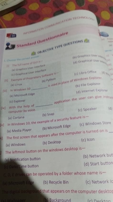 Choose The Correct Answer I The Full Name Of Gui Is A Graphics Us