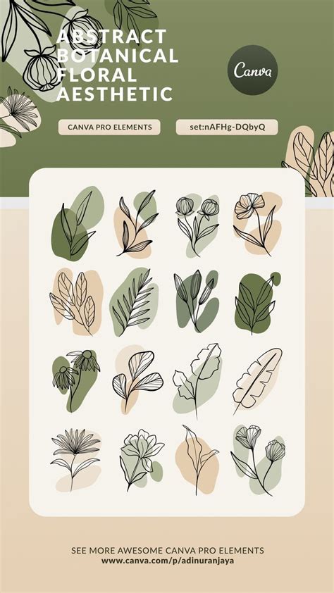 Canva Pro Element Abstract Botanical Floral Collection Setnafhg Dqbyq In 2022 Canvas