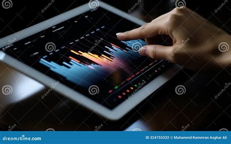 The Finger Touches The Screen Of The Tablet With Financial And Analytical Charts Generative Ai