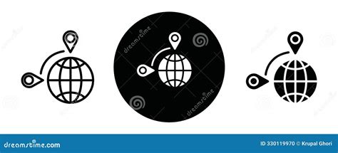 Global Distribution Outline Icon Collection Or Set Global Distribution Thin Vector Line Art
