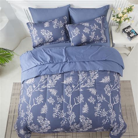 Yogeneg Botanical King Size Comforter Set7 Piece Bed In A Bagwhite