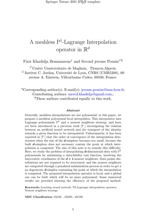 pdf a meshless p 1 lagrange interpolation operator in r d