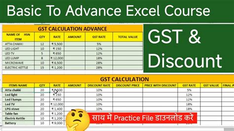 Ms Excel Gst And Discount Calculationhow To Calculate Gst With Discount In Ms Excel Excel
