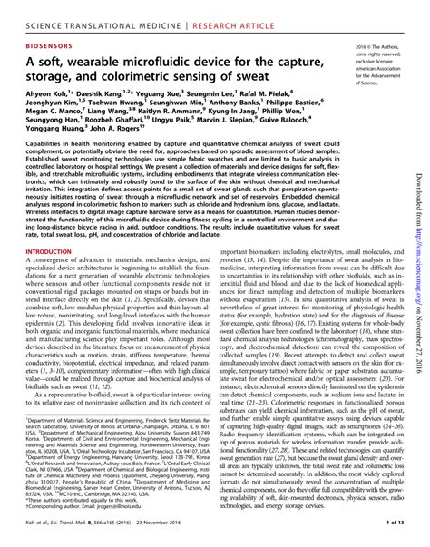 Pdf A Soft Wearable Microfluidic Device For The Capture Storage And Colorimetric Sensing Of
