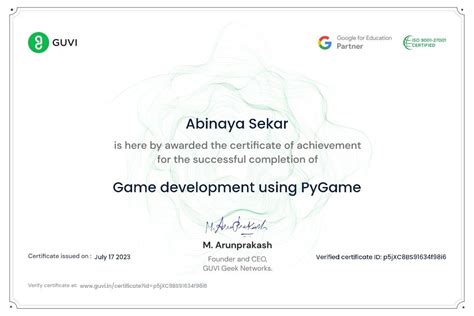 abinaya sekar on linkedin guvi pygame python