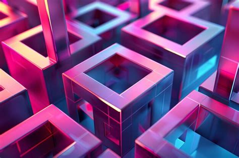 Shiny Metallic Cubes In Abstract Background Forming A Complex Structure