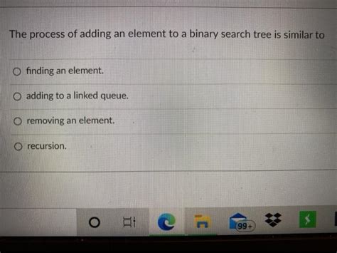 Solved The Process Of Adding An Element To A Binary Search